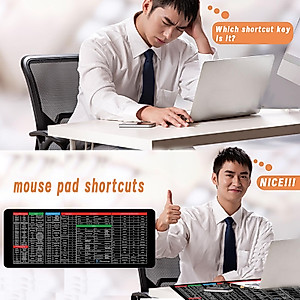 AGSIXZLAN Anti Slip Keyboard Pad with Shortcuts-Keyboard Pad with Wrist Support - 31.5x11.8 Inch for Office & School Supplies,Upgraded Extended Large Mouse Pads-Enhance Efficiency and Comfort