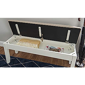 Powell Company Jane White and Beige Dining Storage Compartment by Powell Bench