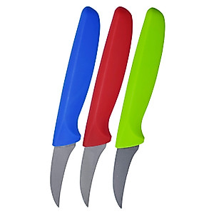 Paring Knife 3-Piece Set - 2 inches - Sharp Kitchen Knife - Ergonomic Handle, Pointed Tip - Color Coded Kitchen Tools by The Kosher Cook