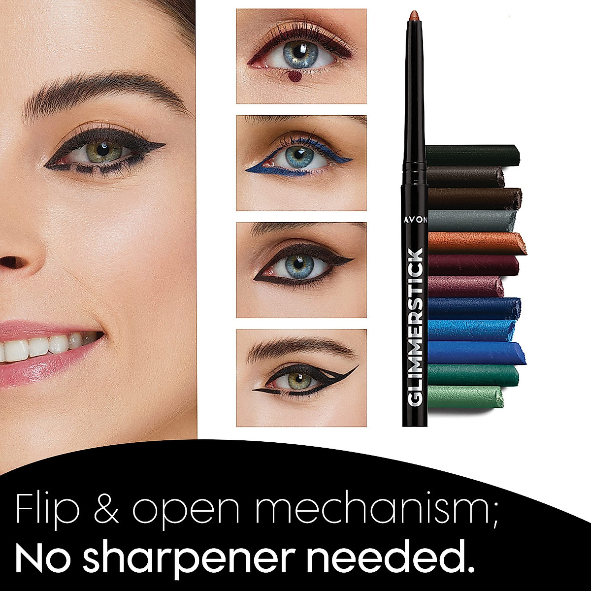 eldimer 3 PCS Set - Avon Glimmerstick Eyeliner - Blackest Black - Starry Night Blue - Emerald Green