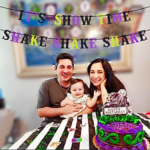 Beetle Birthday Party Banner Decorations, Glitter IT'S SHOW TIME SHAKE SHAKE SHAKE Halloween Christmas Beetle Themed Party Banner Supplies, Xmas Birthday Party Baby Shower New Year Holiday Party Decor