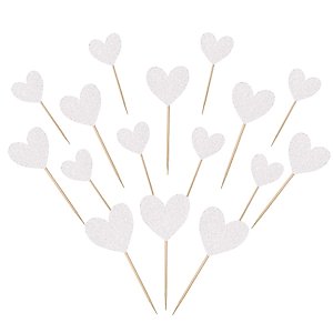 30 PCS Love Heart Cupcake Toppers Glitter Mixed Size Wedding Engagement Cupcake Picks Decorations for Wedding Anniversary Bridal Shower Birthday Valentine's Day Party Supplies Silver