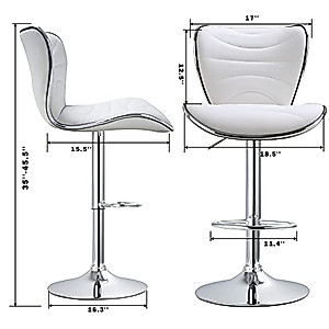 YIMUSTUK Premium Adjustable Swivel Bar Stools,Kitchen Counter Bar Stools Set of 2,White