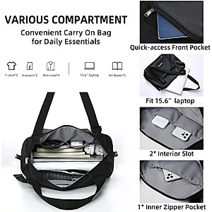 Hanke Expandable Foldable Travel Duffel Bag Collapsible Carry On Bag with Luggage Strap for Airplanes, Water Resistant Weekender Overnight Bag Fits for Men Women