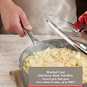 T-fal Ceramic Excellence Reserve Ceramic Nonstick Jumbo Cooker 5.5 Quart Induction Oven Broiler Safe 500F, Lid Safe 350F Cookware, Pots and Pans Grey