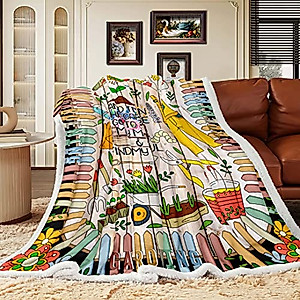 Gardening Lover Gift,Plant Lover Gift,Garden Gift for Women Cartoon Gardening Blanket,Blanket Gifts for Gardeners Soft and Fuzzy Fleece Throw Blanket for The Couch,50" X 60"