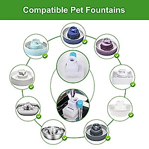 VinDox Pet Fountain Replacement Filters, 8 Cat Fountain Carbon Filters and 2 Foam Pre-Filters for Cupcake Ceramic Pet Fountain Pet Drinking Fountain Porcelain (8 Packs)