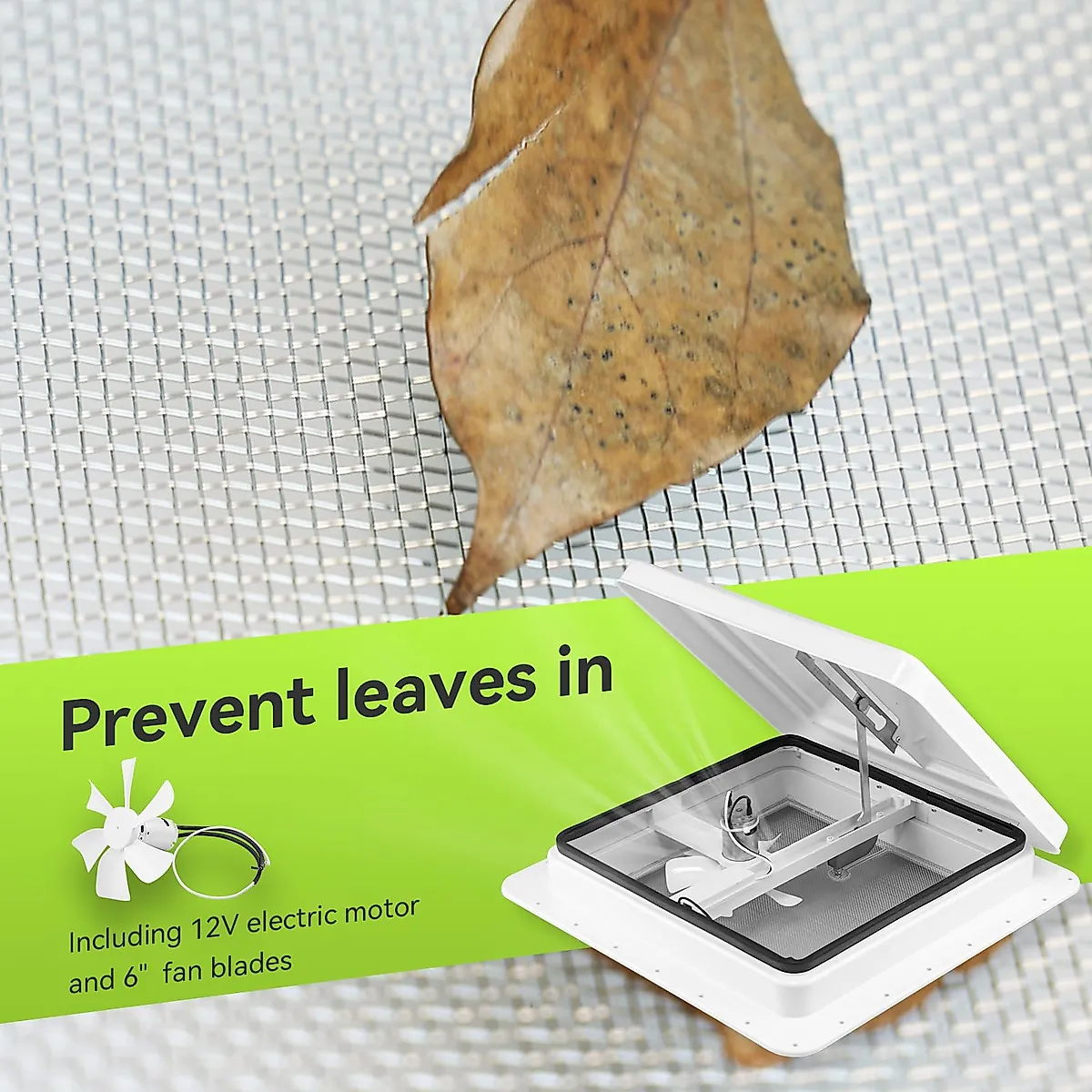 RVMATE 14" Remote RV Roof Vent Fan for RV/Camper/Trailer, Remote Control Reversible Exhaust RV Roof Vent Fan White with 12V RV Vent Fan 6" Blades