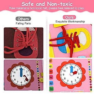 Busy Board Montessori Toys for Toddlers,25 in 1 Preschool Educational Activities Developing Sensory Basic Life-Skills Learning Self-dressing Puzzle Toys for Infants, 3-5 Year Old Boys Girls (Pink)