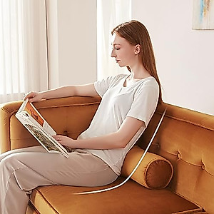 WILLOVE 58" Mid-Century Modern Velvet Sofa, 2 Seater Couch with Comfy Deep Seats, Small Loveseat Couch for Living Room Furniture with Two Throw Pillows, Easy to Install (Ginger)