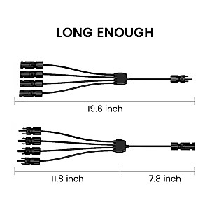Nurzviy SolarEpoch 1-to-4 Solar Panel Connector Parallel Adapter Cable Solar Connectors Y Branch Parallel Wire Plug Tool Kit for Solar Panel (M/FFFF and F/MMMM)