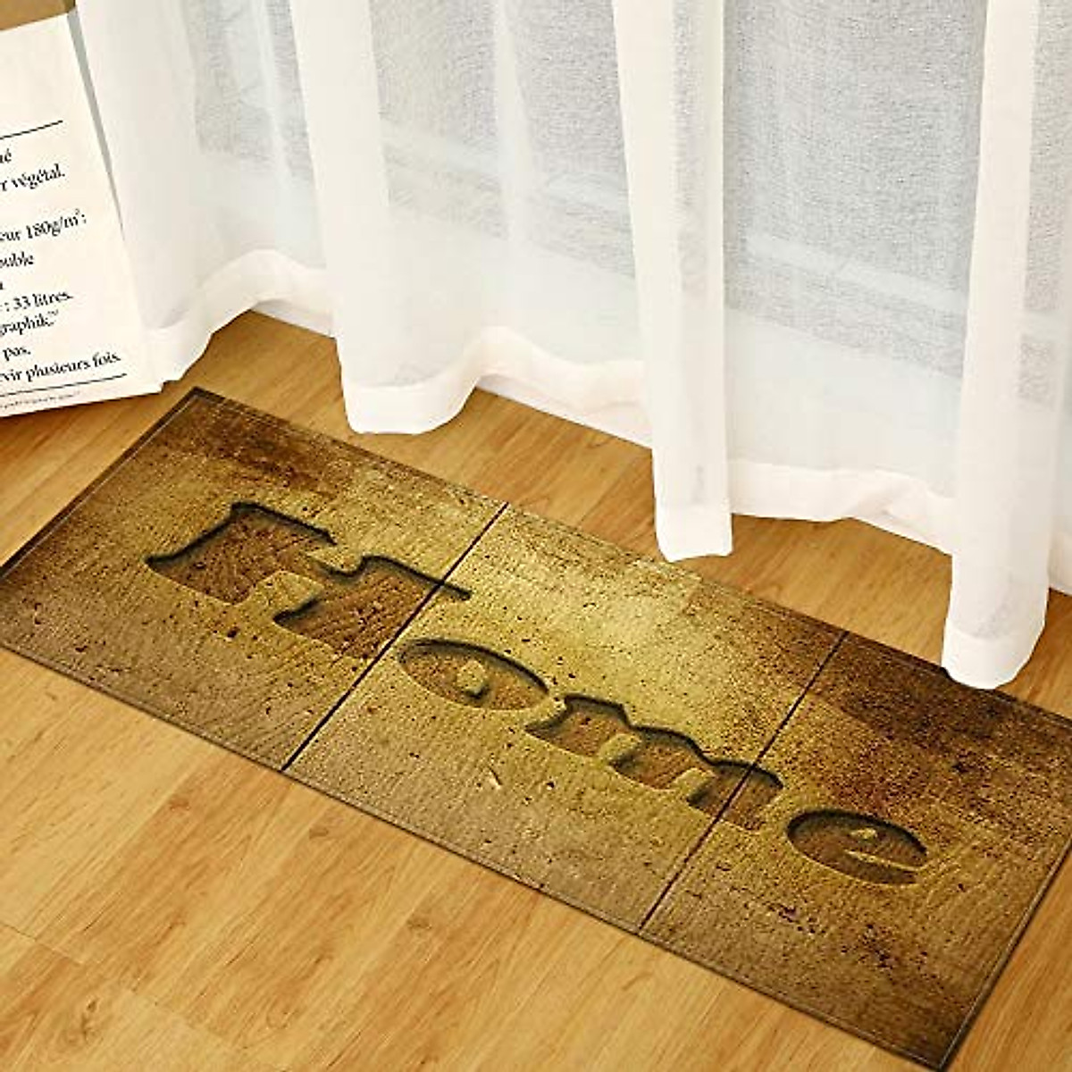 OPLJ Modern Kitchen Mat Entrance Doormat 3D Wood Pattern Home Floor Mats Living Room Bedroom Carpet Bathroom Non-Slip Rugs A11 60x180cm