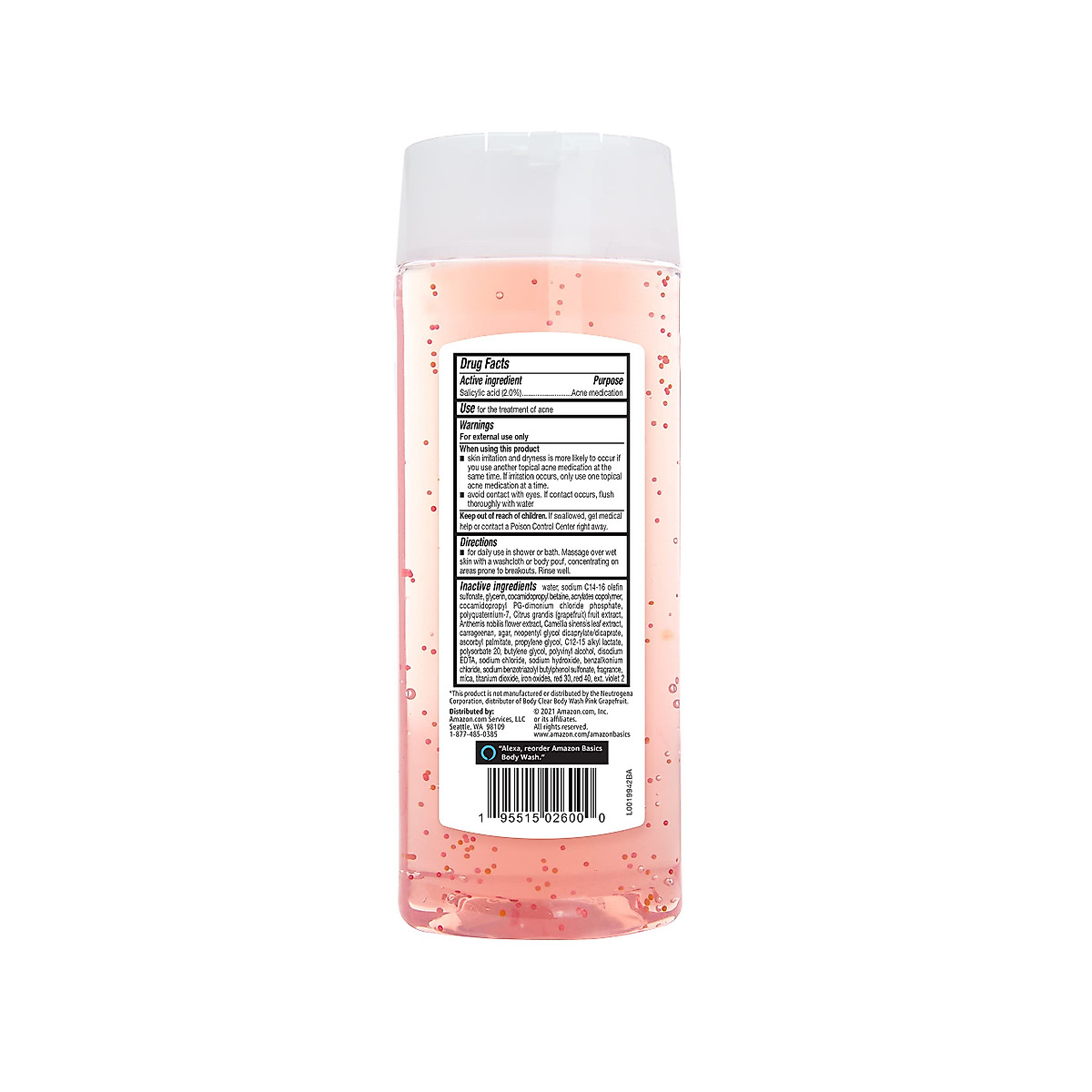 Amazon Basics Clarifying Pink Grapefruit Body Wash, 2% Salicylic Acid Acne Treatment, Dermatologist Tested, 8.5 Fluid Ounces, Pack of 1