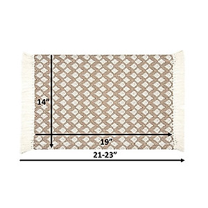 Placemats Set of 4, Woven Cloth Placemat Set, 14x19 in, Tan Boho Place Mats for Kitchen or Dining Table, Washable Cotton Table Mats