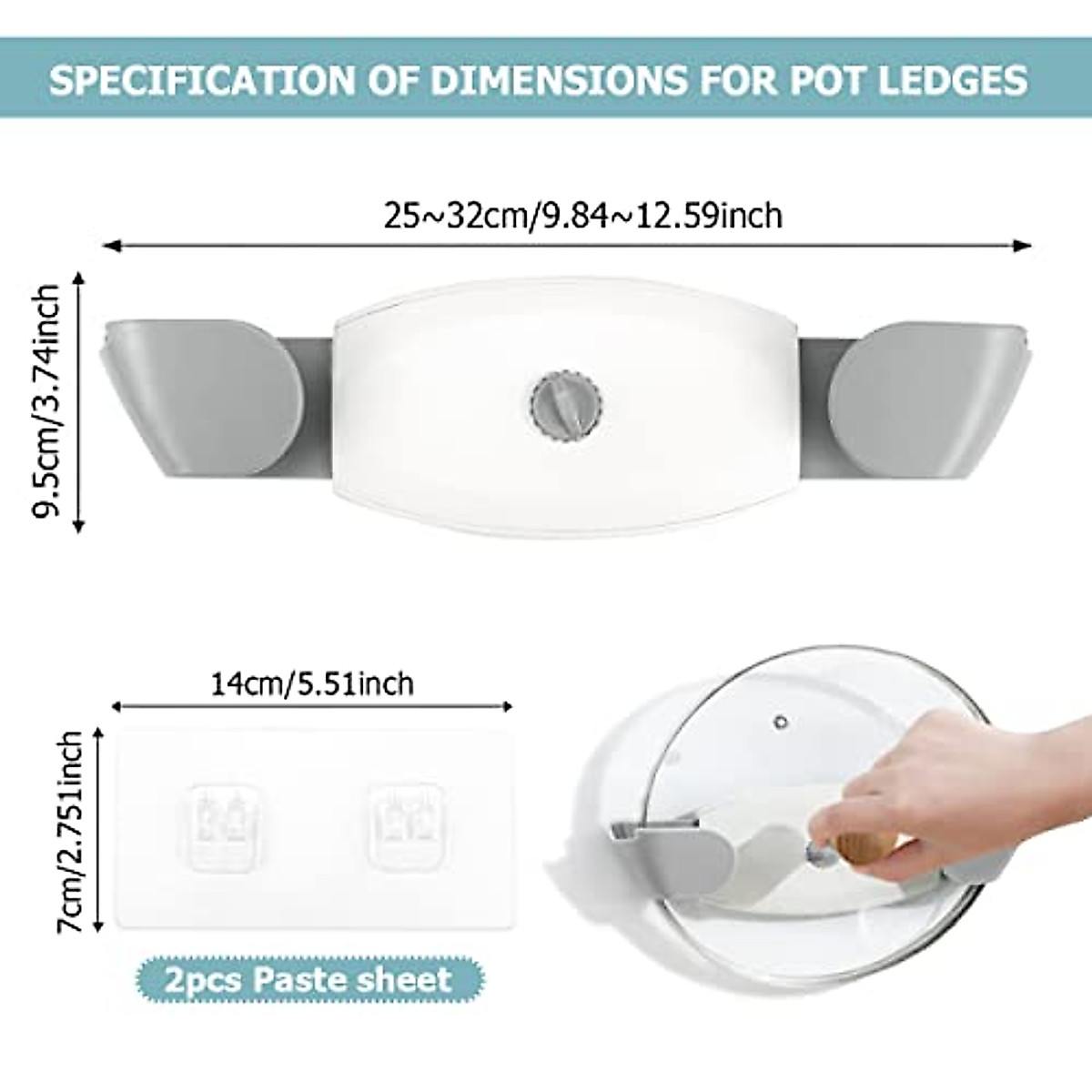 DOERDO 2Pcs Wall Mount Pot Lid Organizer, Cabinet Door Organizer, Adjustable Wall Mount Pot Lid Rack and Pan Organizer for Kitchen, Grey,Blue