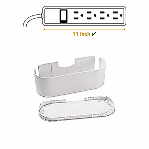 D-Line Cable Management Box, Cord Organizer Box to Hide & Conceal Power Strips, Desk Cable Management Solution, Made from Electrically Safe ABS Material - 12.75" (L) x 5" (W) 4.5" (H) - White