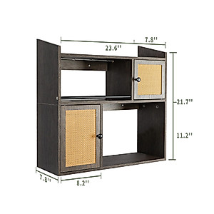 VIWODS Wall Cabinet with Light, Floating Display Cabinet for Bedroom Living Room Decor, Medicine Cabinet for Bathroom Over Toilet Storage, Rustic Brown