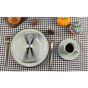 INFEI Vintage Grain Cotton Linen Blended Dinner Cloth Napkins - Set of 12 (17 x 17 inches) - for Events & Home Use (Brown)