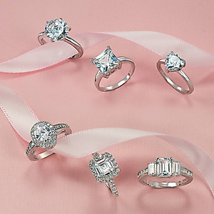 Bling Jewelry 925 Sterling Silver Heart Shaped CZ Solitaire Engagement Ring 2ct - Size 7