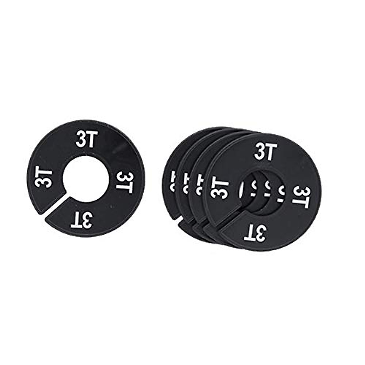 NAHANCO CBWKIT6 Black Round Clothing Size Divider with White Print for Baby/Kid Sizes, 3Mos – 4T, Kit of 50 (10 Sizes of 5 Each)