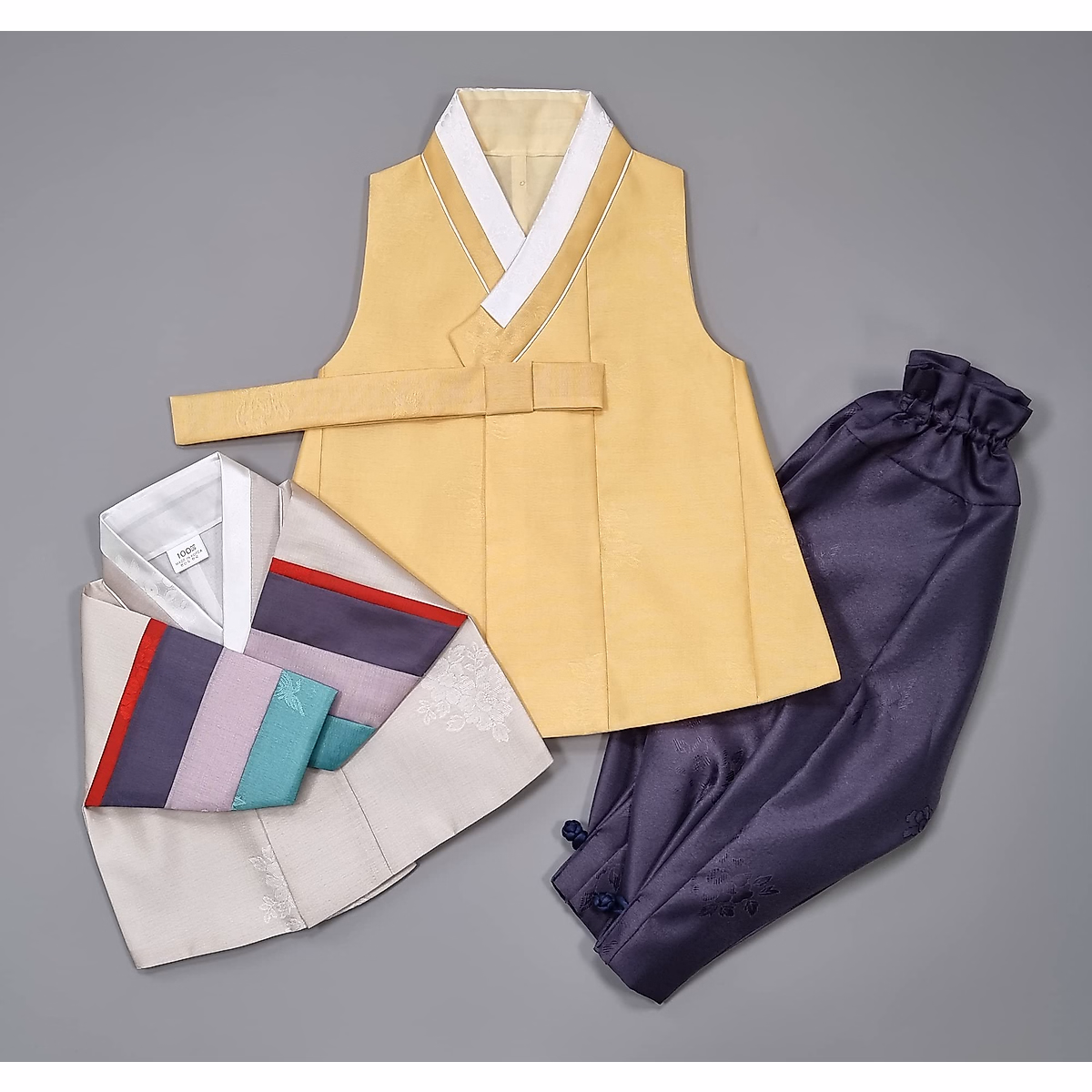 Boy Baby Hanbok Korea Traditional Clothing Set 100th days 3M-6M Party Baikil Yellow Saekdong NA062B