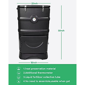 SQUEEZE master Thermal Compost Bin-Large Compost Bin Outdoor-110L /29 Gallon-Insulation Material-Accelerated Composting-Huge Opening-Bottom Liquid Collection-extra shovel