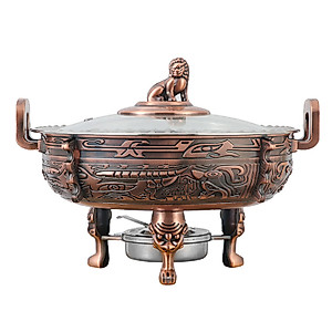 2/4 Pack Chafing Dishes & Food Warmers, Round Chafer Catering Buffet Server Set with Food Pan and Fuel Holders, for Kitchen Party Dining Buffet (Red Bronze),4 Pack