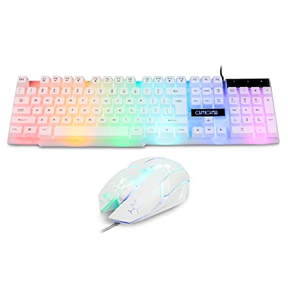 CHONCHOW Keyboard and Mouse Combo Gaming Wired Gamer Set Ambient Backlight LED RGB Key Board & Mice 19 Non-Conflict 3600Dpi Compatible with PS4/PS5 Xbox One Pc iMac MacBook Laptop