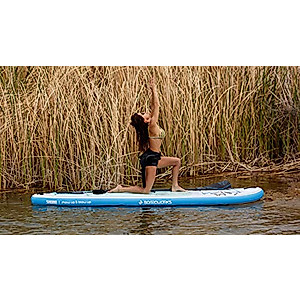 Boardworks SHUBU Riptide Inflatable Stand-Up Paddle Board (iSUP) | SUP Package Includes Three Piece Paddle, Carry Bag and Pump (SUP) Complete Kit | 10’6”, Blue/White/Grey