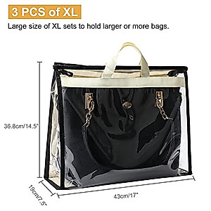 Outgeek 3PCS Purse Storage Bag Organization Purse Dust Bag Organizer Clear Plastic Lightweight Protective Waterproof Handbag Protector (3PCS - 3*XL)