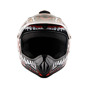 WOW Youth Kids Motocross BMX MX ATV Dirt Bike Helmet Dragon Dianasour Red + Goggles + MG Youth Red Glove Bundle