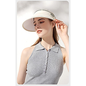 ZYLG Sun Visor Hats for Women Wide Brim,Foldable Wide Brim Womens Golf Cap,Womens Beach Sun Hat UV UPF50 Travel Foldable Sun Hat (Black)