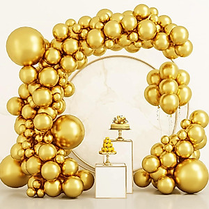 TILBLKUP 100 PCS Gold Balloons 12Inch Chrome Metallic Gold Balloons,Metallic Gold Balloons for Wedding Party Birthday Baby Shower Graduation Anniversary Garland Arch Decoration