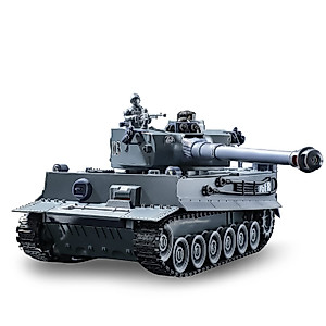 Remote Control Tank, RC WW2 German Tiger Army Tank Toy, 2.4Ghz 9-Channel RC Military Vehicles with Rotating Turret and Sounds, Best for 6 7 8 9 Boys Kids Xmas Military Toys