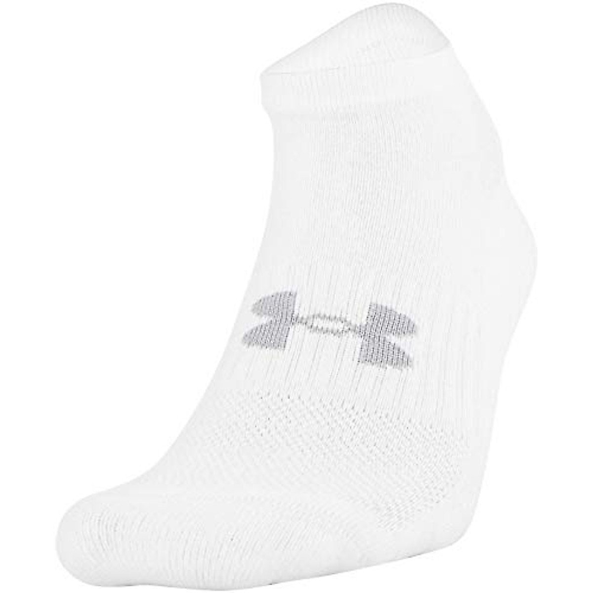 Under Armour Adult Training Cotton No Show Socks, Multipairs , White (6-Pairs) , Large