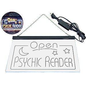 ADVPRO Psychic Reader Open Moon Star Room Décor Dual Color LED Neon Sign White & Yellow 24" x 16" st6s64-i3204-wy