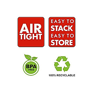 MILTON Food Storage Containers Set -STACKO- 10 PC. Set - Airtight Dry Food Storage Container with LIDS - Durable Clear Frosted Plastic BPA Free - Space Saver Modular Design - 2 Cup - 3 Pack