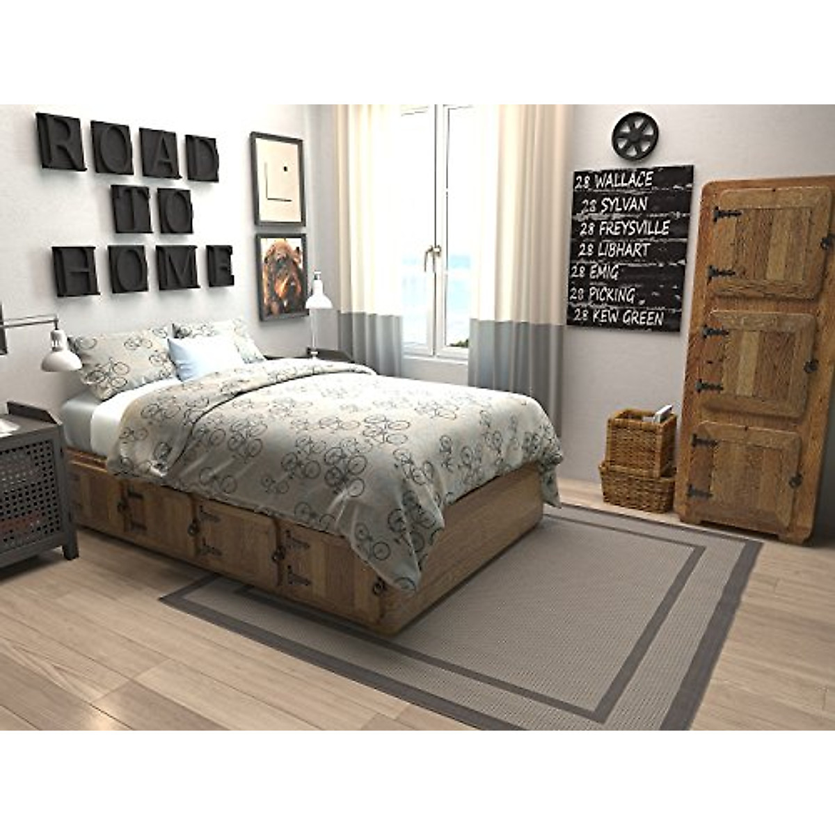 Unique Loom Outdoor Border Collection Area Rug - Border (6' 1" Square, Gray/ Silver)