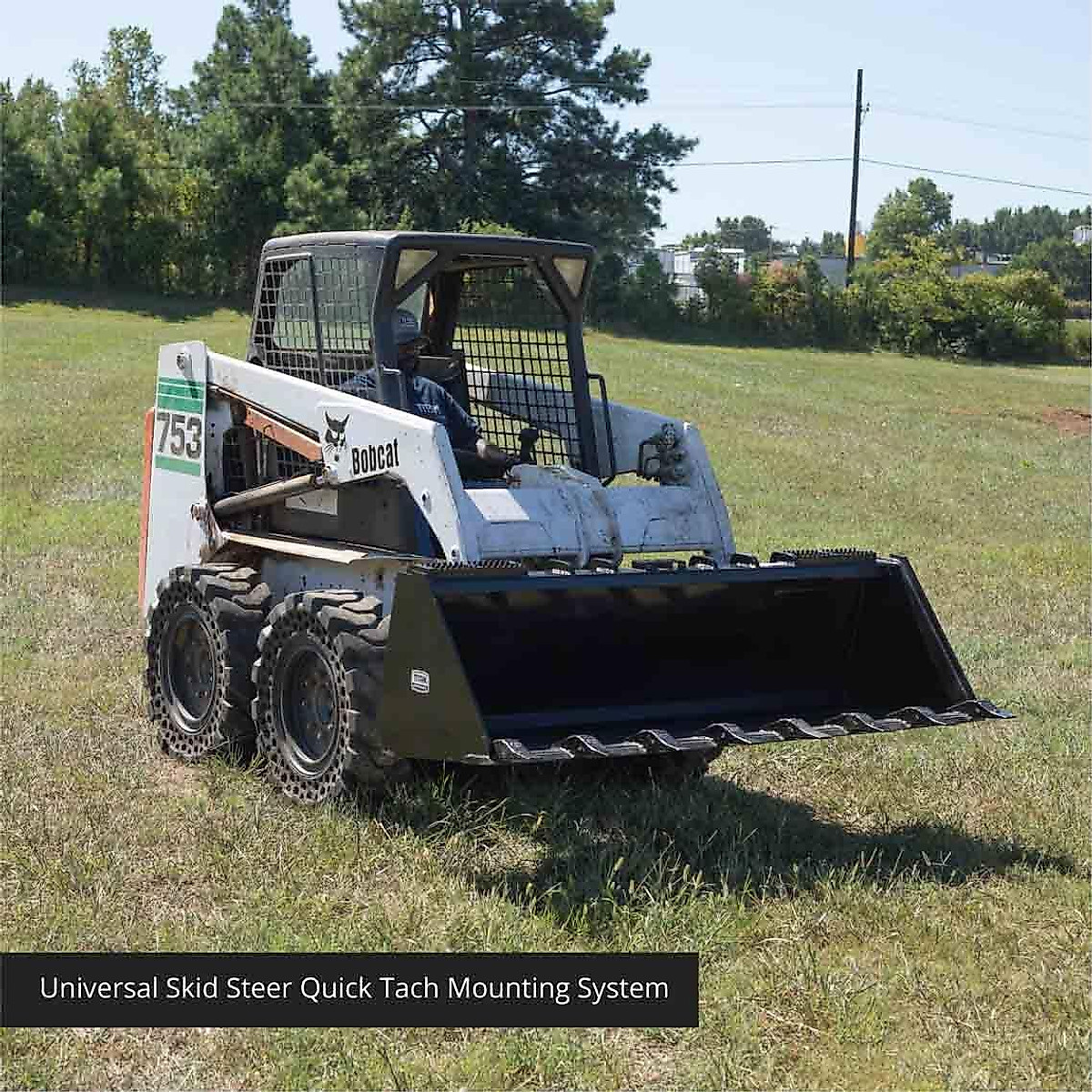 Titan Attachments 72" HD Skid Steer Dirt Bucket with Bolt-On Teeth, Rated 2,645 LB, Universal Quick Tach