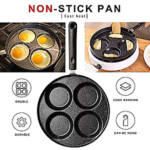 Lchkrep Four-cup egg pan, medical stone non-stick frying pan, Multi Egg Frying Pan, Compatible with all heat sources (3-inch eggs)
