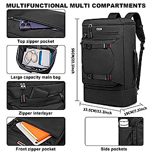 Asenlin Travel Backpack for Women Men，40L Large Carry on Backpack，17 Inch Laptop Backpack Flight Approved Water Resistant Sports Luggage for Casual Daypack Hiking Backpack-Black