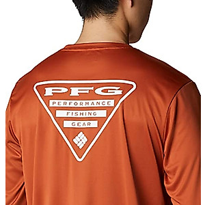 Columbia Men’s PFG Terminal Tackle Destination Long Sleeve, Sun Protection, Red Spark/Georgia, Large