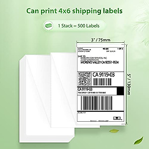 JADENS 3''x5'' Direct Thermal Labels, Perforated Shipping Labels, Adhesive Blank Stickers for Postage, Address, Mailing, Compatible with Thermal Label Printer, 500 Fanfold Labels per Stack