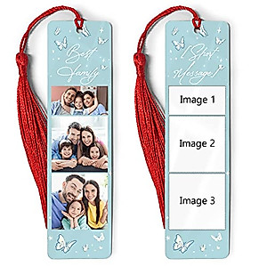 Generic Personalized Bookmark, Customized Family Photo Poster, Picture Frame Bookmarks with Text Message, Design Your Own Marker Ornament Ruler, Gifts for Mom Dad Kids Book Lover On Birthday