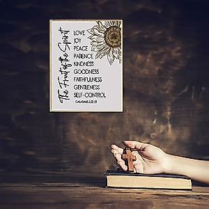 Fruit of the Spirit - Sunflower Rustic Christian Wall Decor, Bible Verse Inspirational Wall Art Flowers Print For Living Room Decor, Home Decor, Office Decor, Farmhouse Decor, Church, Unframed - 11x14