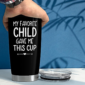 SANDJEST 20oz Stainless Steel Tumbler Gifts for Dad from Daughters Sons Insulated My Favorite Child Gave Me This Cup Travel Mug Christmas Father's Day