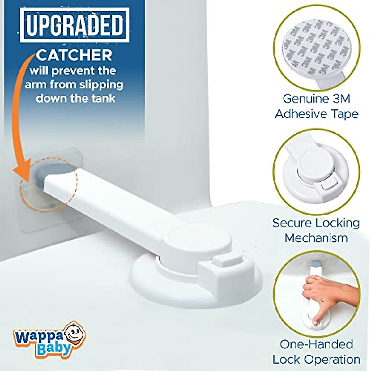 Toilet Lock Child Safety - Ideal Baby Proof Toilet Seat Lock with 3M Adhesive | Easy Installation, No Tools Needed | Fits Most Toilet Seats - White (1 Pack)