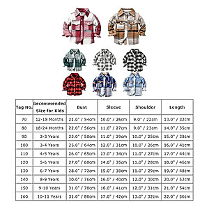 Little Kids Boys Girls Flannel Plaid Shirt Jacket Long Sleeve Lapel Button Down Pocketed Shirts Regular Fit Casual Fall Coat, White Red, 12-18 Months
