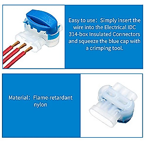 3 Way Wire Connectors Locks Wire Connectors Electrical IDC 314-box Wire Connectors Self-Stripping Pigtail Connectors for 22-14 AWG Cables Robotic Lawn Mowers Irrigation Applications(60 Pieces)