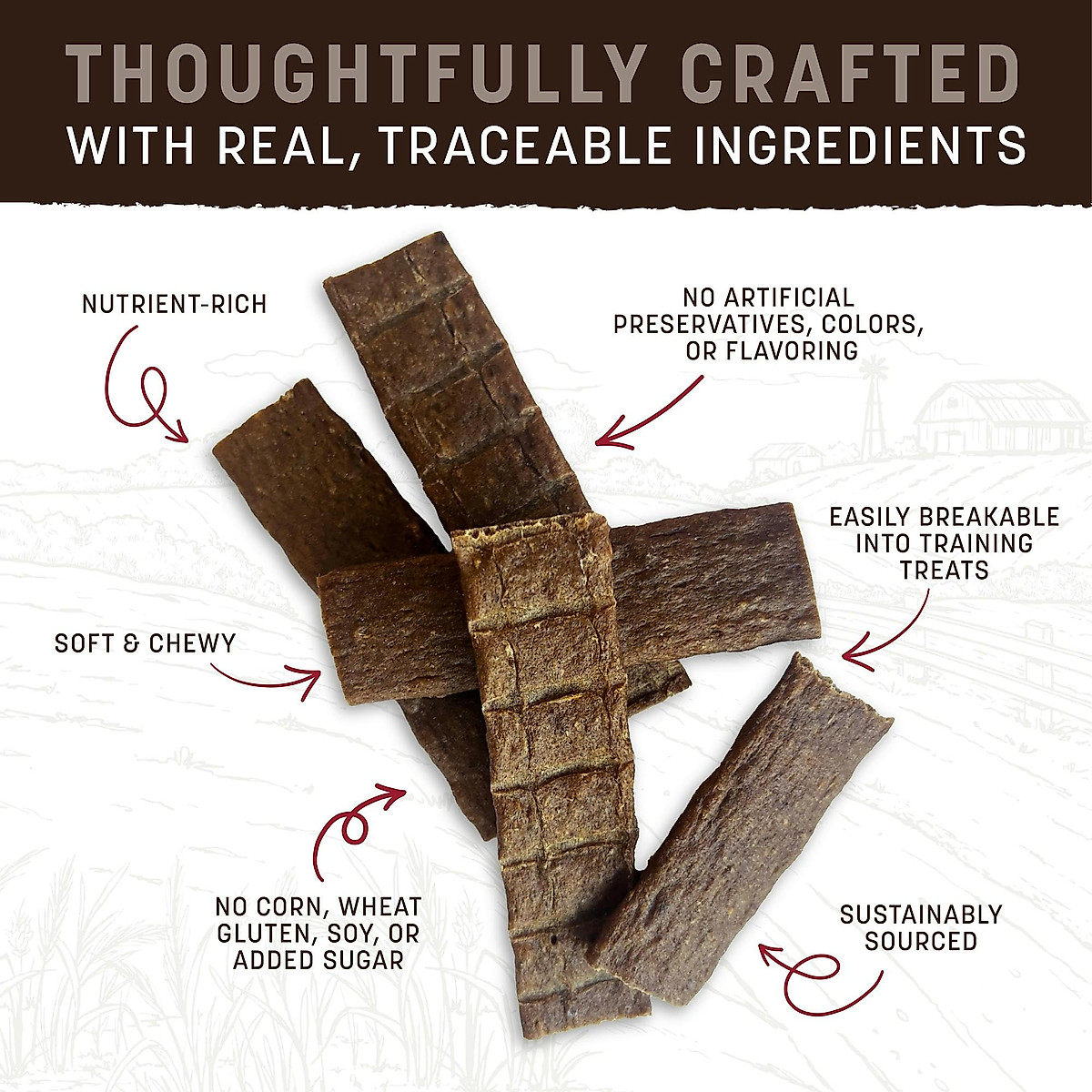 Earth Animal Wisdom Air-Dried Jerky from The Land Recipe | Dog Treats | Dog Snacks | Premium Natural Red Meat Jerky Strips | 4 oz | Made in The USA (Pack of 1)